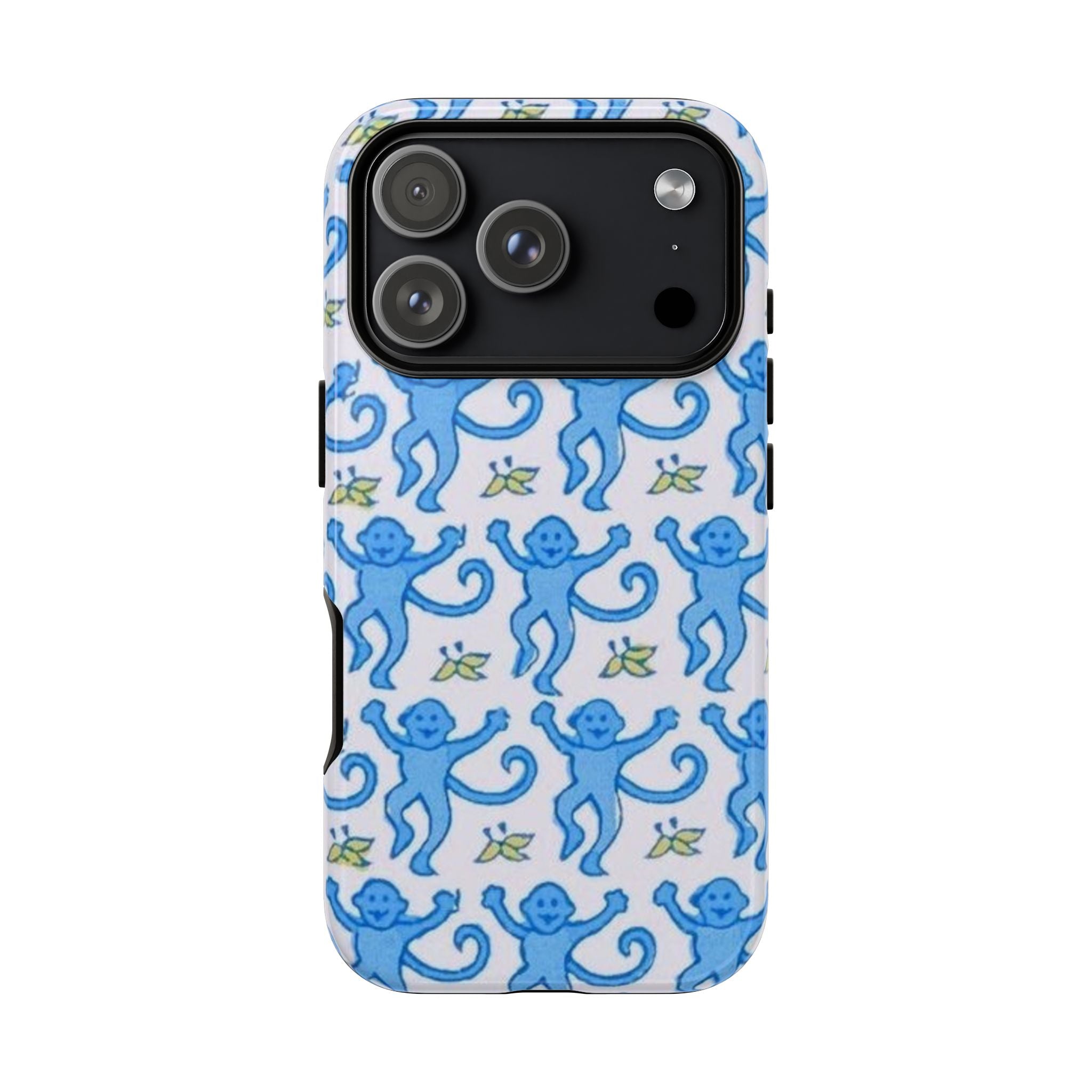 Dancing Monkey Case - Blue – White Bow